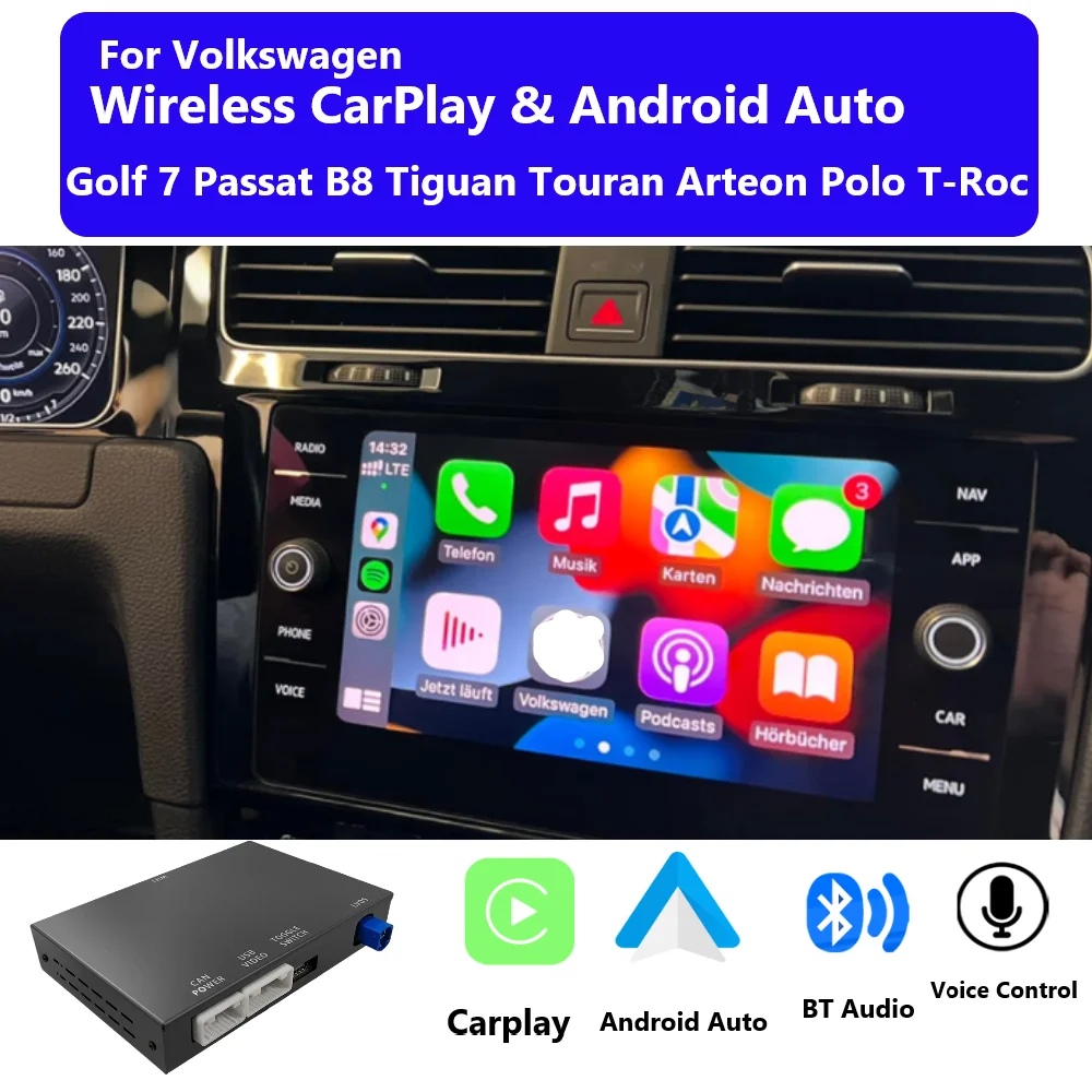 Wireless Carplay Android Auto Module Interface For VW Volkswagen Golf 7 ...