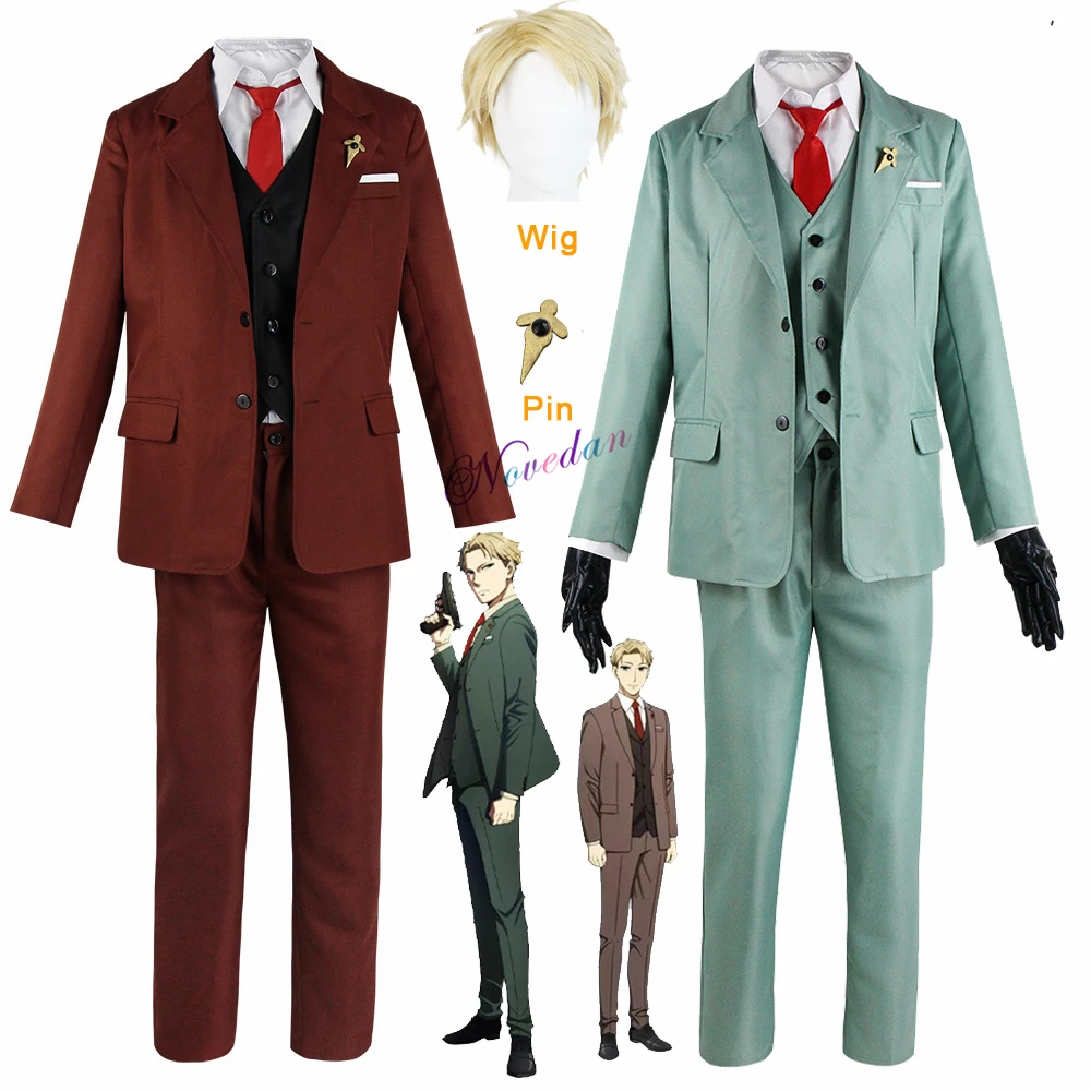 Anime Spy X Family Loid Forger Cosplay Costume Red Green Suit Short ...