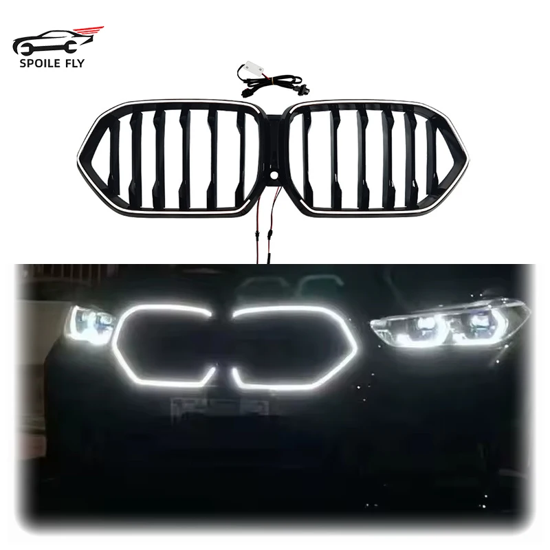 For BMW X6 G06 2019-2023 Front Kidney Grille LED luminous Racing Grills ...