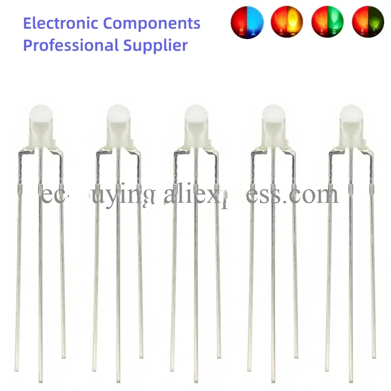 10pcs-F3-3mm-Diffused-Two-Color-Common-Anode-Cathode-Round-LED-Red-Warm ...