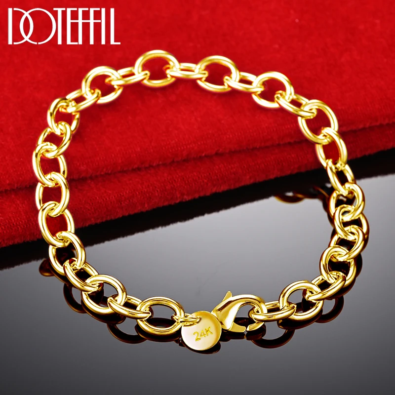 DOTEFFIL-pulsera-de-oro-de-24-quilates-para-mujer-cadena-b-sica-de-8 ...