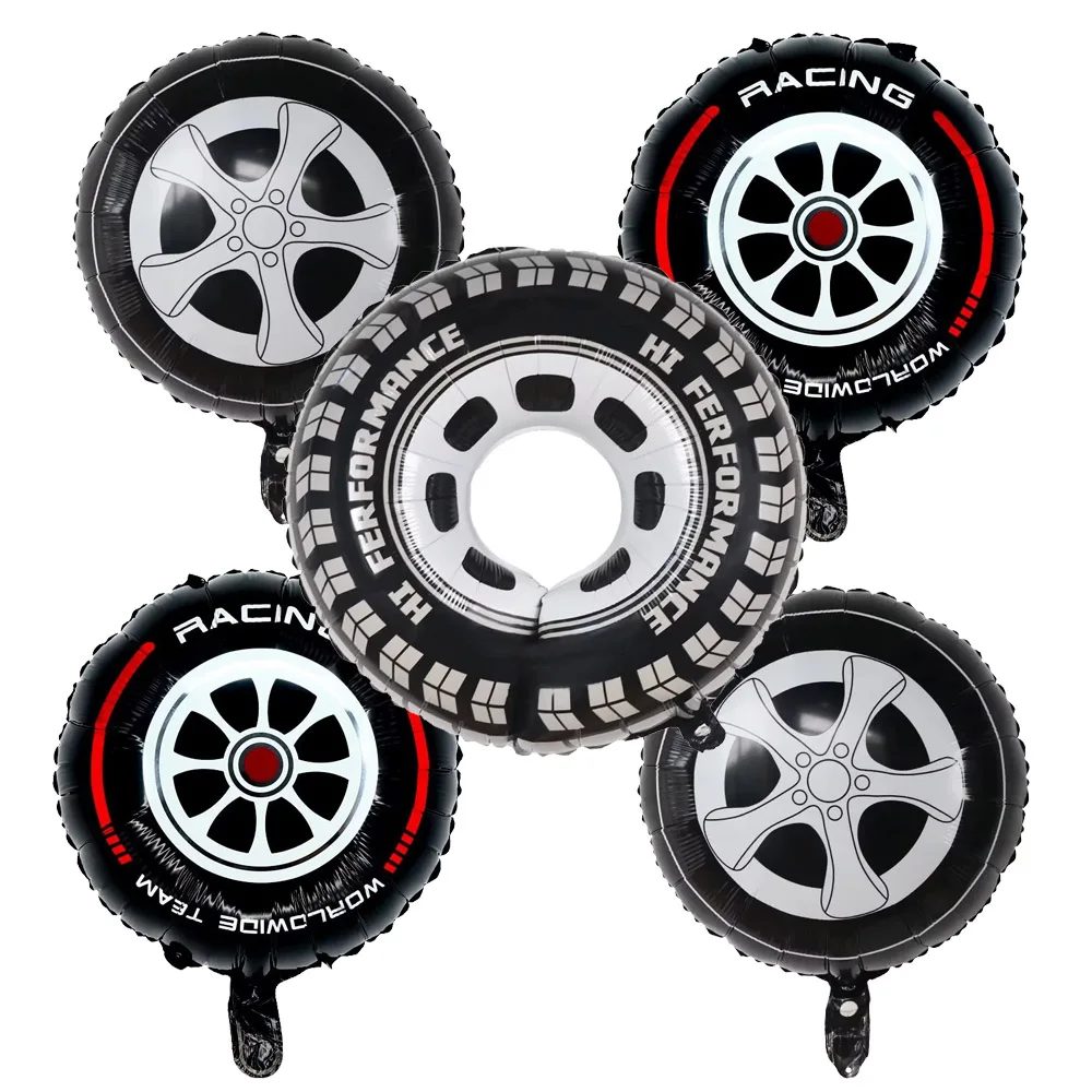 5pcs-18inch-Race-Car-Birthday-Foil-Balloons-Tyre-Wheel-Number-Balloons ...
