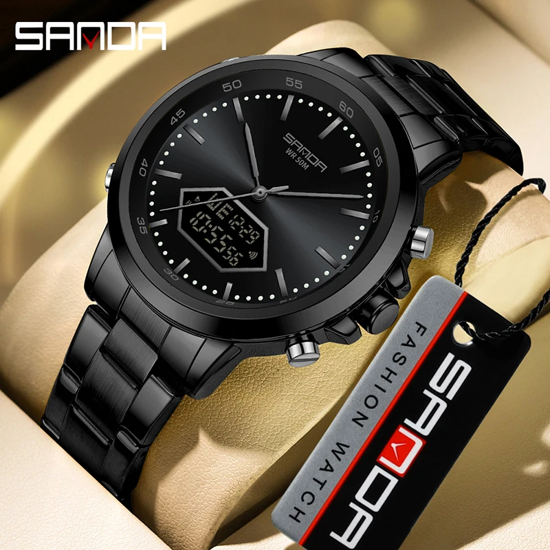 SANDA-3301Sport-Watch-Men-Small-Dial-Boys-Girls-Students-LED-Digital ...
