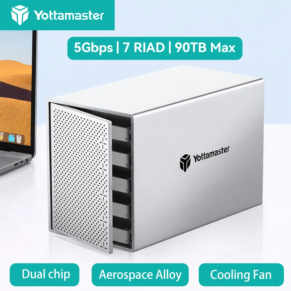 Yottamaster 2/4/5 Bay RAID Hard Drive Docking Station USB 3.1 Type C ...