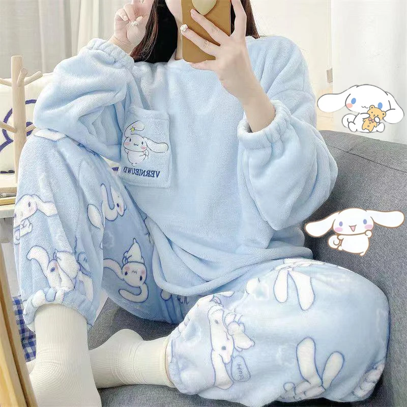 Sanrioed-Cinnamonroll-Cartoon-Kawaii-Flannel-Women-Pyjamas-Sets-Cute ...