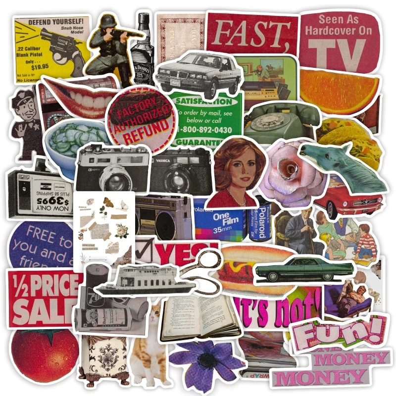10/30/50Pcs Retro Literary American Style Stickers Waterproof Decal ...