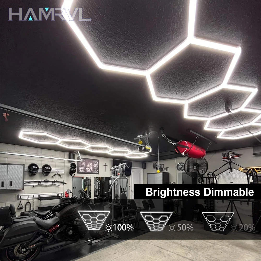 Dimmable-Hexagon-Garage-Light-LED-Lamp-6500K-110V-240V-Honeycomb-Light ...