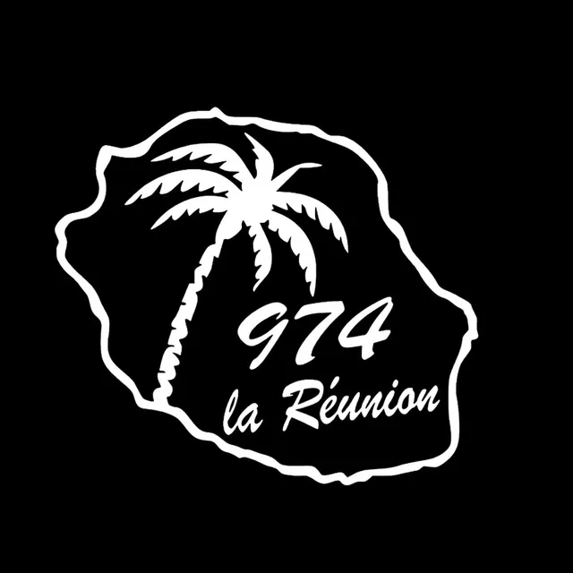 974 Reunion Logo 974 La Réunion Autocollant Plaque Logo Drapeau