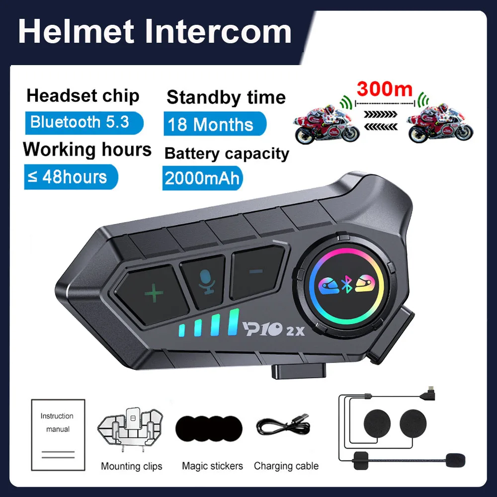 Motorcycle-Intercom-Helmet-Headset-300m-Wireless-Communicator ...