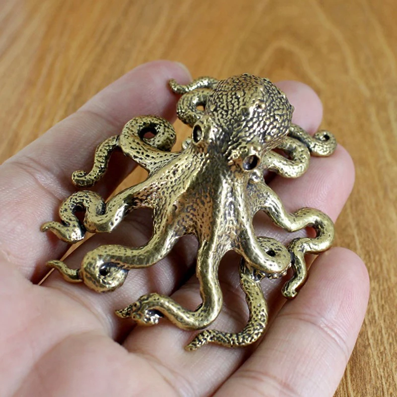 1PC Antique Octopus Home Decoration Brass Copper Animal Figurines ...