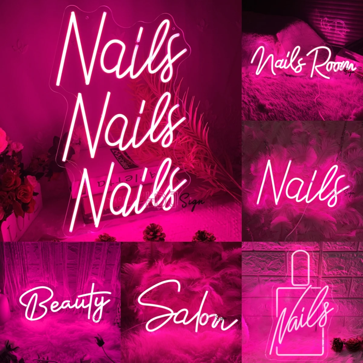 Neon Signs Manicure Shop Neon LED Sign Nails Room Decoration Wall USB ...