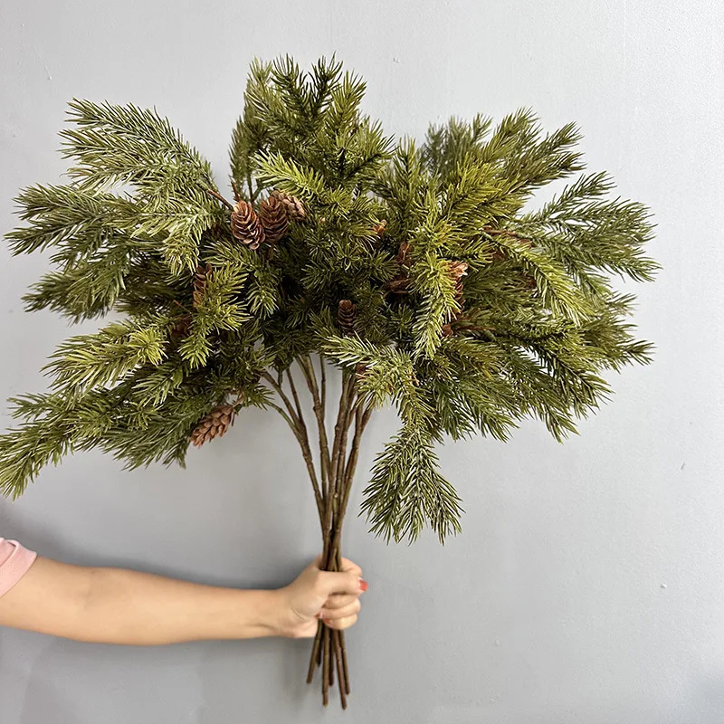 3/5/10PCS Faux Cedar Branches With Pine Cones, Artificial Pine Plant ...