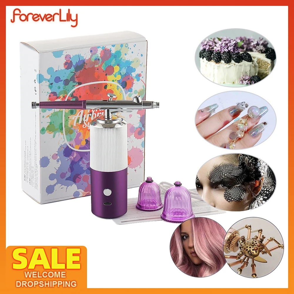 Mini Air Compressor Kit Air Brush Paint Makeup Spray Gun Airbrush Nail ...