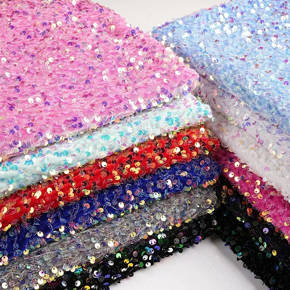 Shining-Sequin-Fabric-By-5Yards-Stretch-Sequins-Material-Velvet-Fabrics ...