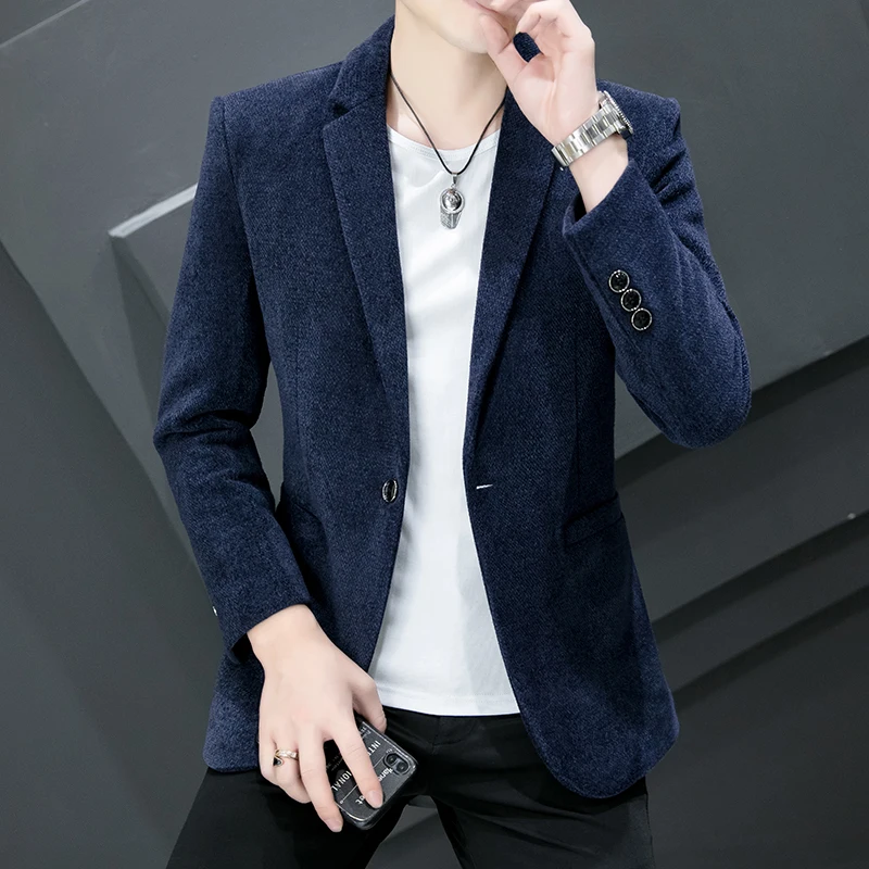 Costume-tailleur,Blazer slim imbibé pour homme,veste de haute qualité ...