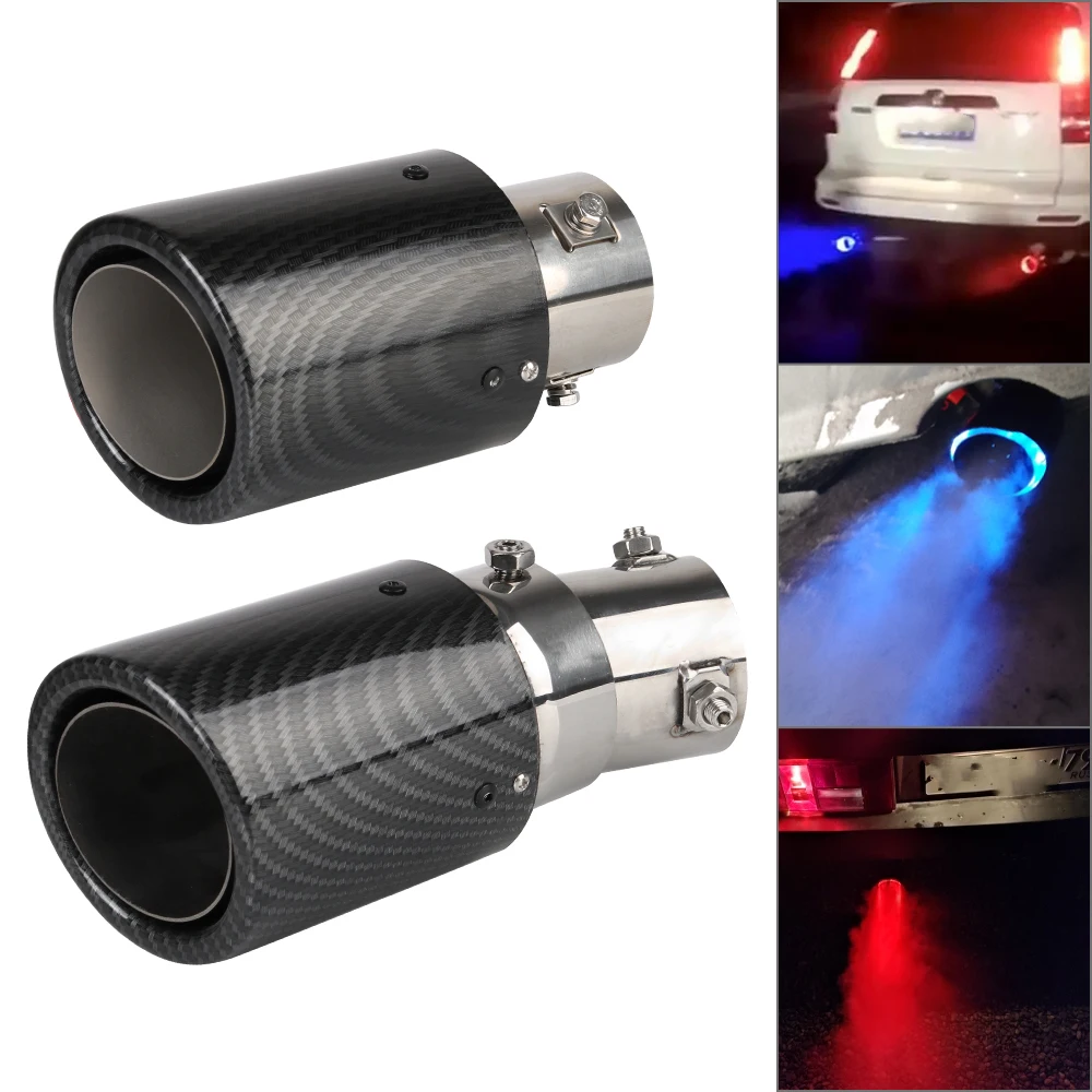 Universal Car Modified Car Exhaust Muffler Pipe With Red/Blue LED ...