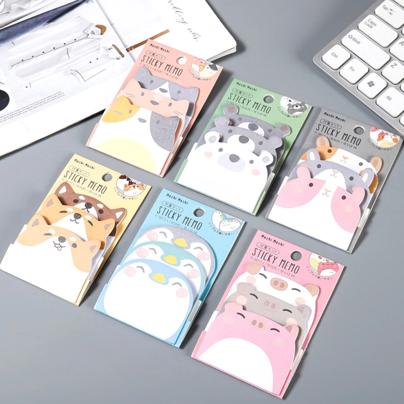 Packs-Korean-Cute-Kawaii-Sticky-Notes-Funny-Group-Tab-Dog-Cat-Rabbit ...