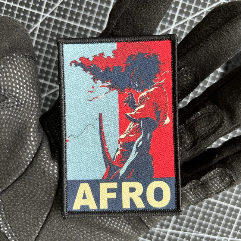 AFRO-Hair-Style-Morale-Badge-Samurai-Tactical-Patch-Hook-and-Loop ...