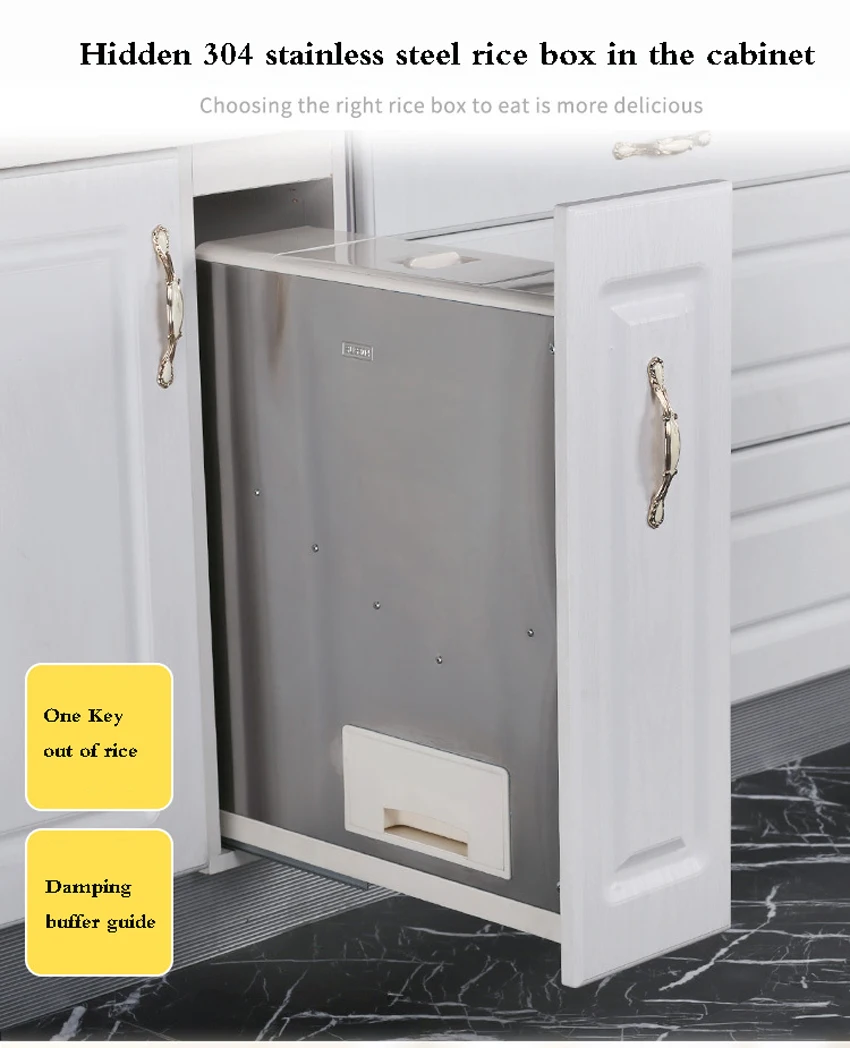Kitchen Rice Boxes Drawer Style Quantitative out of rice Damping Slide ...