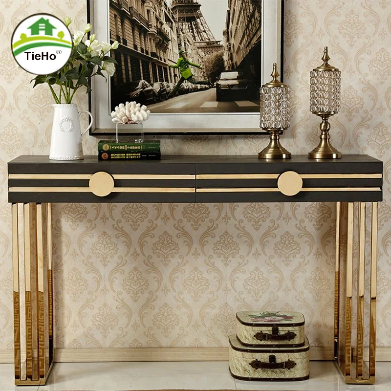 Luxury-Console-Table-With-Drawer-Living-Room-Gold-Stainless-Steel ...