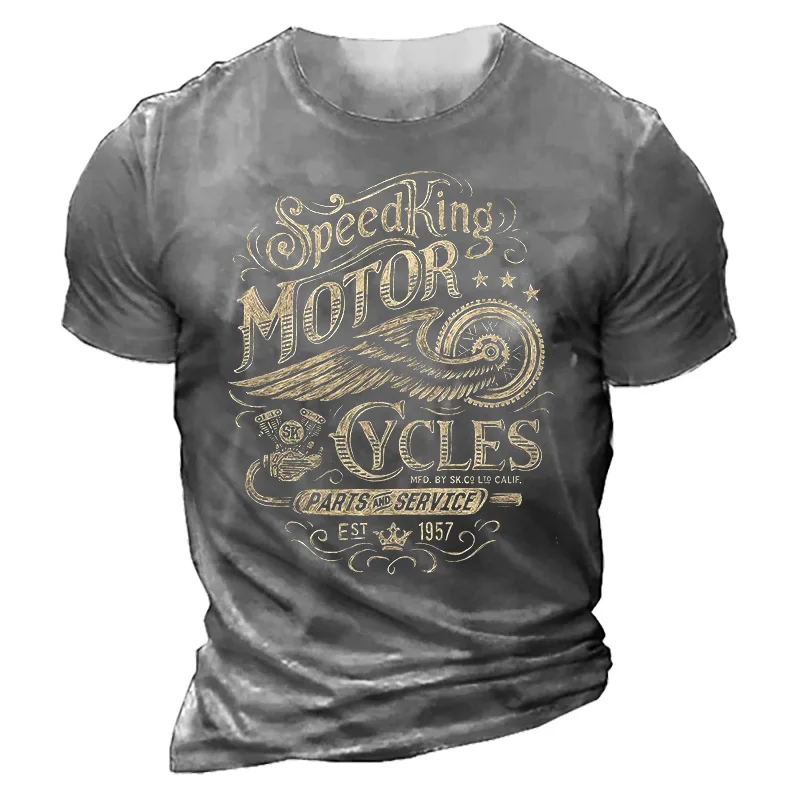 Men's 3D Printed Motorcycle T Shirt Motor Biker Vintage Short Sleeve ...