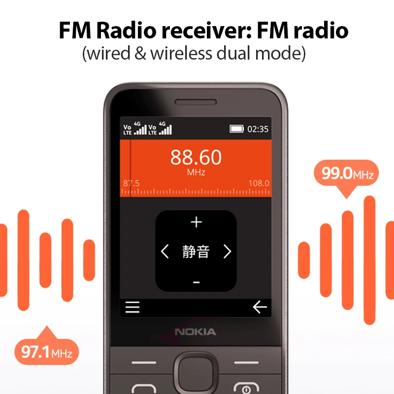 Teléfono móvil Nokia 235 4G 2024 con funciones, Bluetooth 5.0, radio FM, SIM dual, cámara de 2 ...
