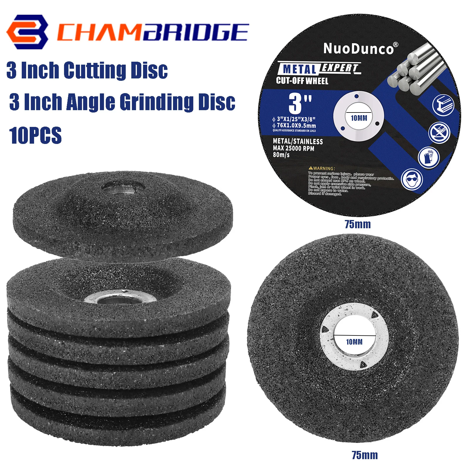 10pcs-Set-75mm-Metal-Cutting-Disc-3-Angle-Grinding-Disc-Mini-Cut-off ...