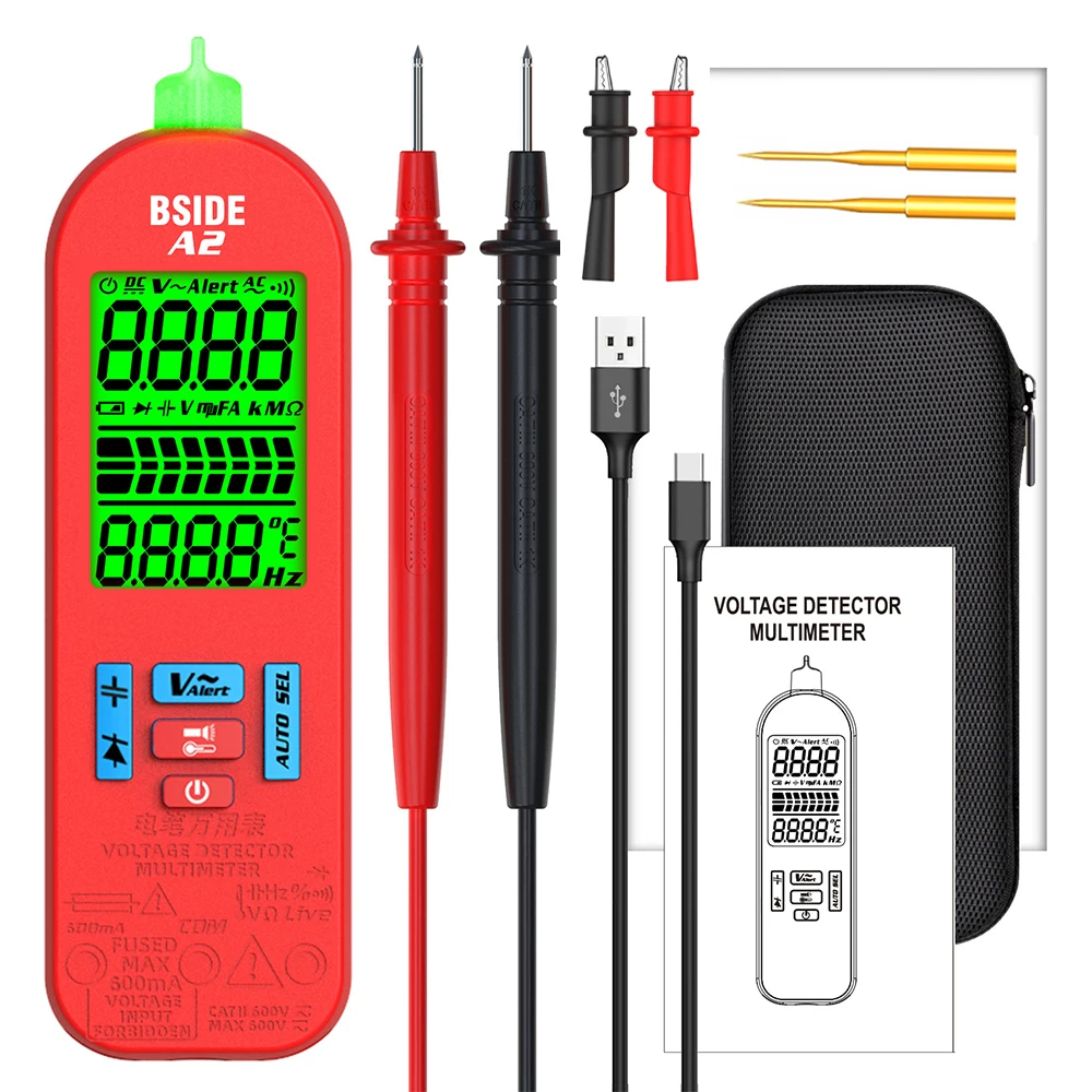 Smart Digital Multimeter Tester USB Rechargeable Voltage Current VFC ...