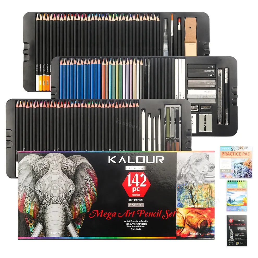 KALOUR-142Pcs-Colored-Pencils-Set-Painting-Sketch-Watercolor-Metallic ...