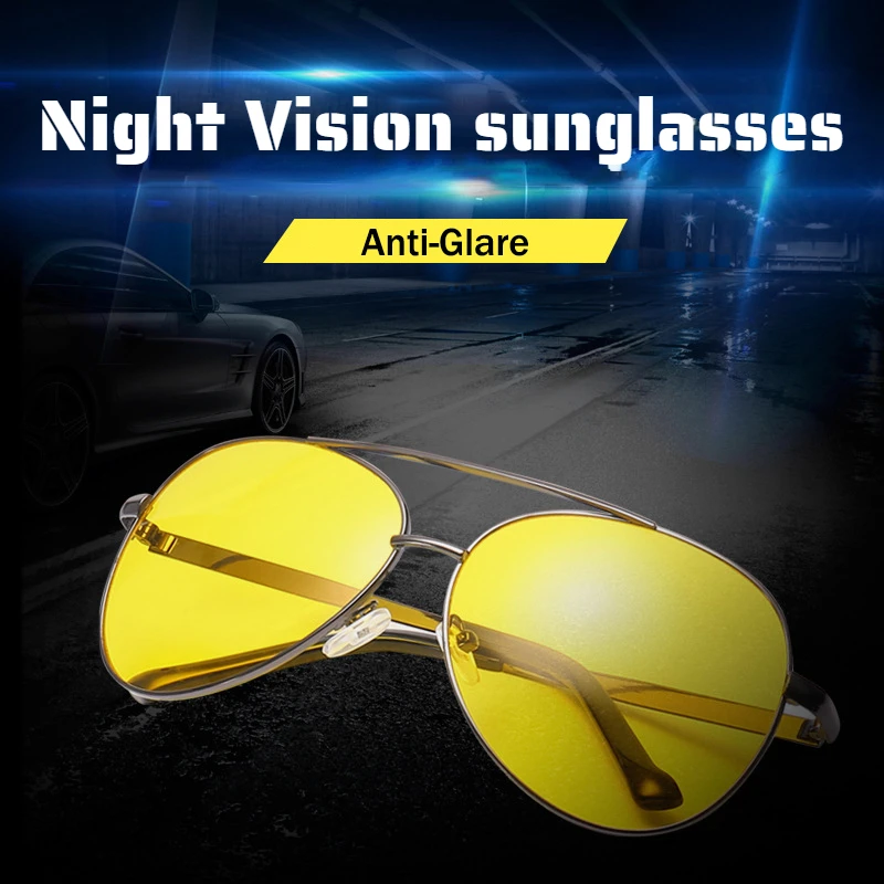 Night Vision Sunglasses For Men Anti-glare Metal Frame Double Beams ...