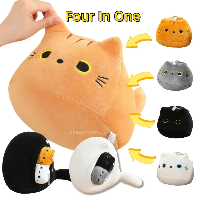 Kawaii-Creative-Oval-Cat-Plush-Doll-Four-Baby-Cat-Pendants-In-A-Big ...