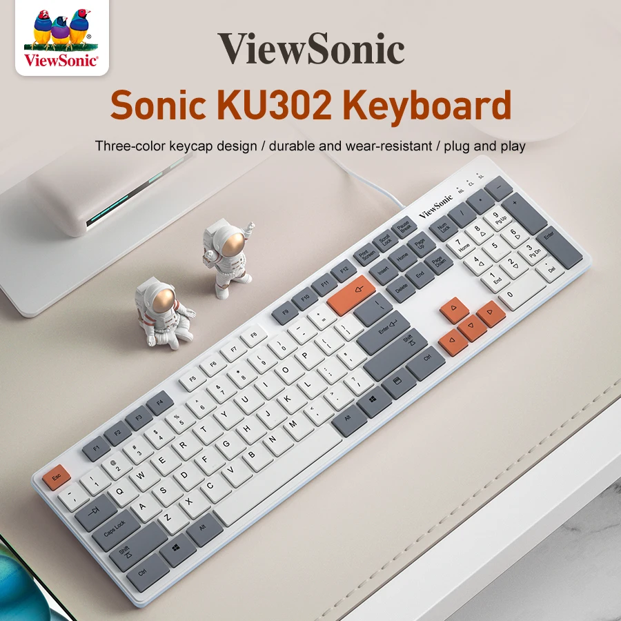 View-Sonic-KU302-Wired-Keyboard-104Key-Office-Gaming-Ergonomic-Design ...
