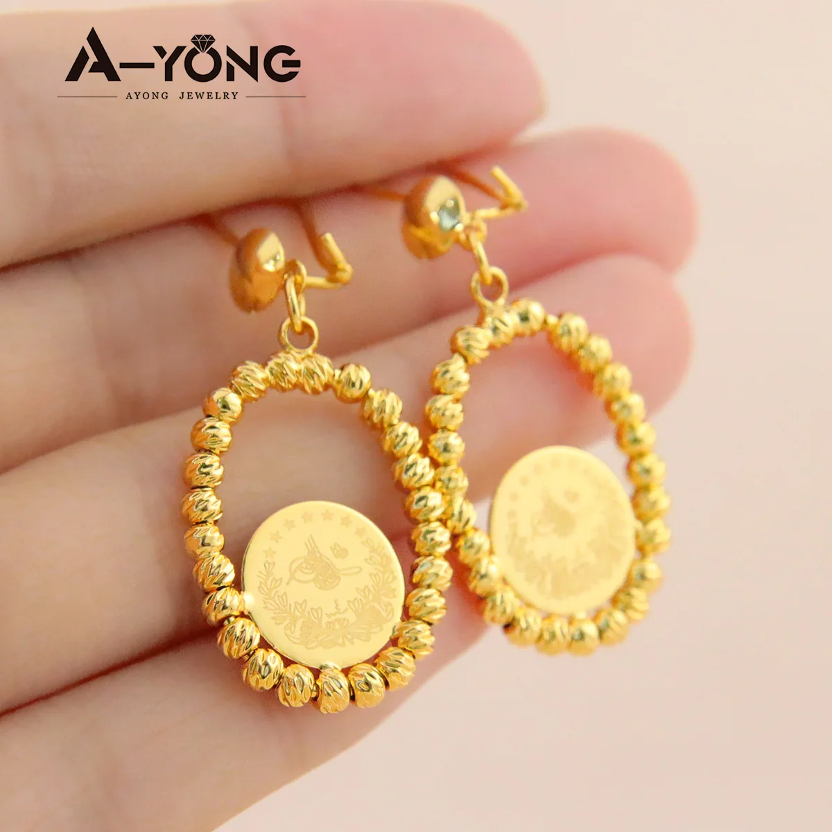 Arab-Gold-Color-Drop-Earrings-18K-Copper-Gold-Plated-Bead-Turkish ...
