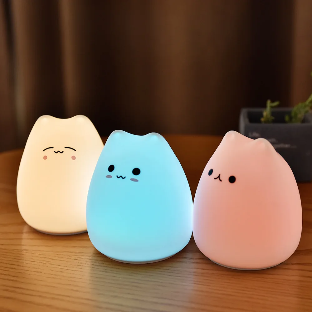 Cartoon-LED-Cute-Cat-Silicone-Light-Night-Light-Colorful-Color-Change ...