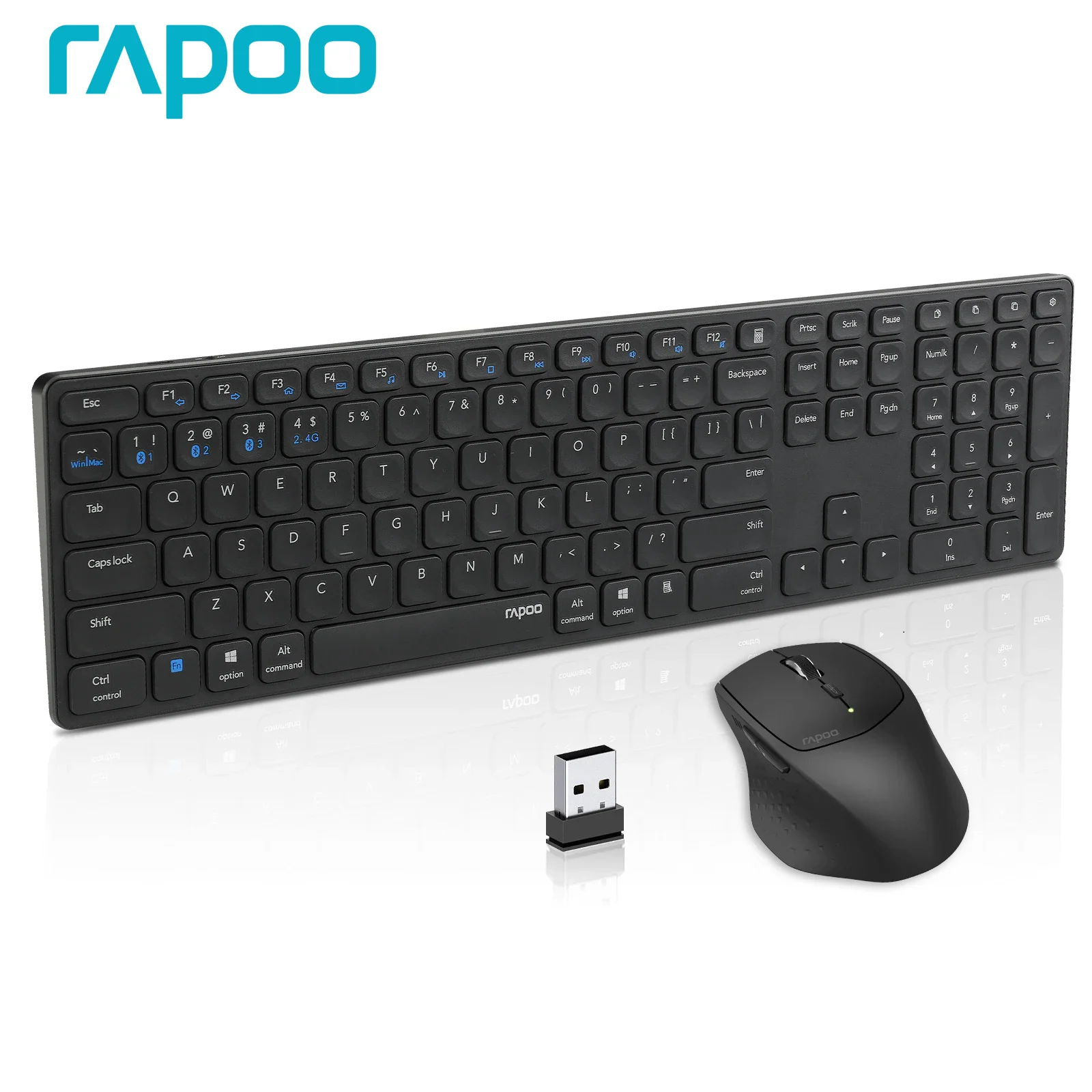 Rapoo-9550M-Multi-mode-Rechargeable-Slim-Wireless-Keyboard-and-Mouse ...