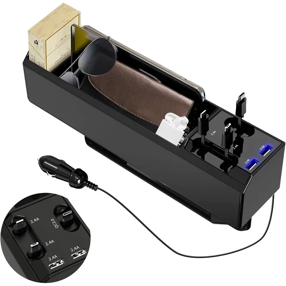 Car-Seat-Gap-Filler-Organizer-with-2-USB-Ports-and-3-Charging-Cable-of ...