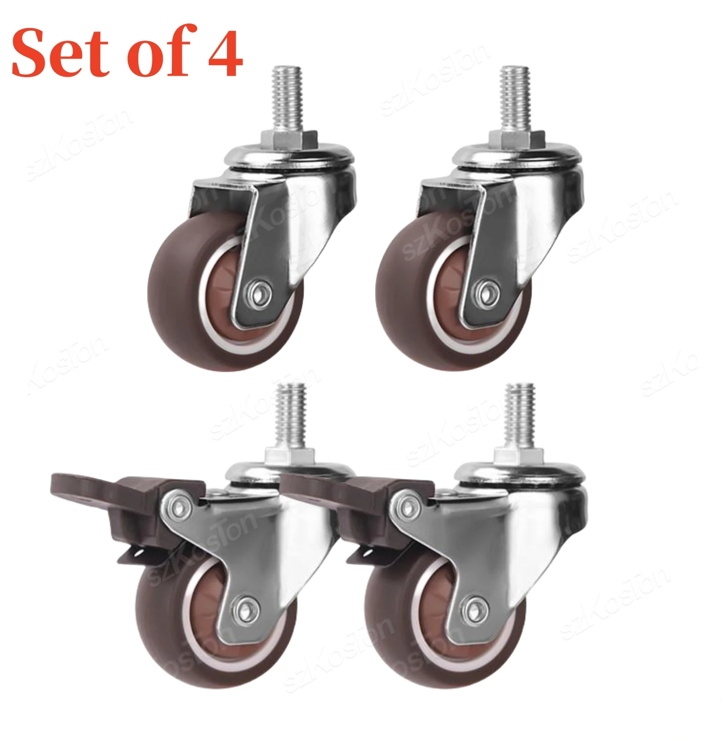 Rotary-Caster-Wheels-4pcs-Threaded-Stem-Wheel-Swivel-360-Degree ...