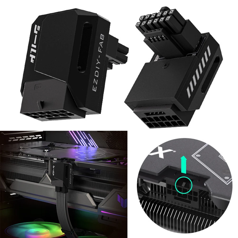 600W 12+4pin GPU Power Connector 90 Degree Right Angle 16pin 12VHPWR ...