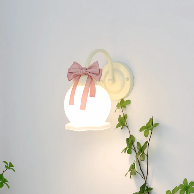 Warm-Princess-Room-Little-Girl-Bedroom-Wall-Lamps-Color-Bow-Decor-Glass ...