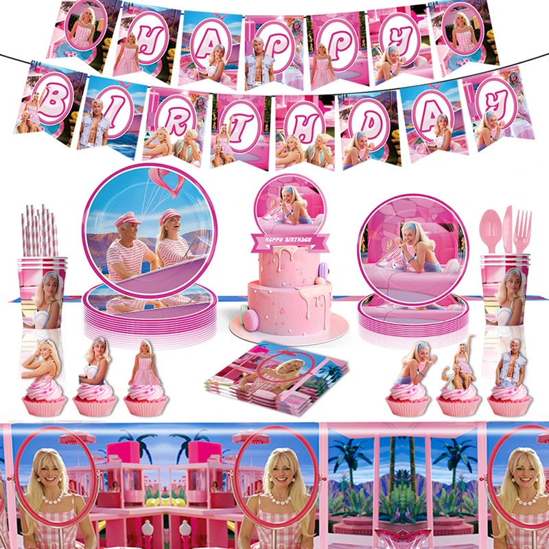 Barbies-Theme-Birthday-Party-Decorations-Paper-Cup-Plate-Tablecloth ...