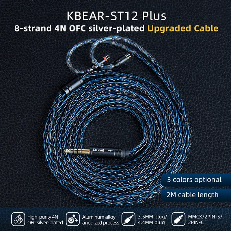 KBEAR ST12Plus iem cable 2pin Upgrade Cable Copper Cable Connector 4N 4 ...