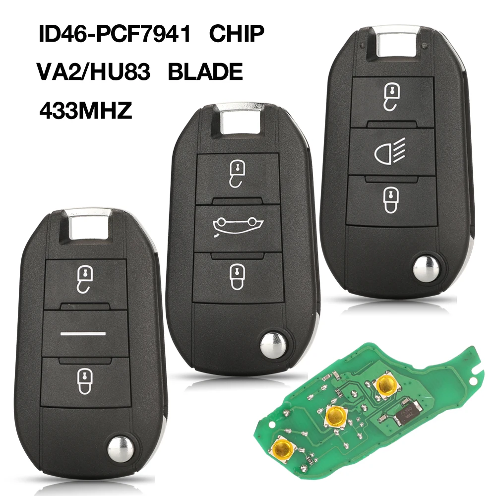 jingyuqin-433MHz-ID46-PCF7941-Chip-Remote-Key-For-Peugeot-208-2008-301 ...
