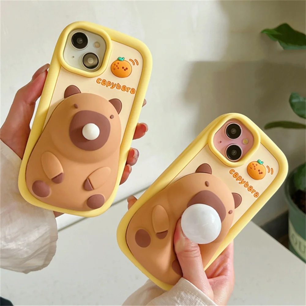 Cute-Cartoon-Capybara-Squishies-Phone-Case-For-iPhone-15-13-14-12-11 ...