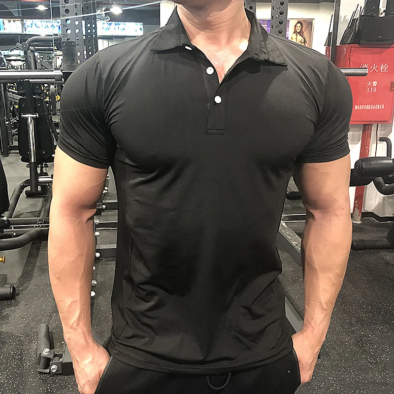 Summer-Men-Polo-T-shirt-Gym-Running-Training-Fitness-Bodybuilding ...