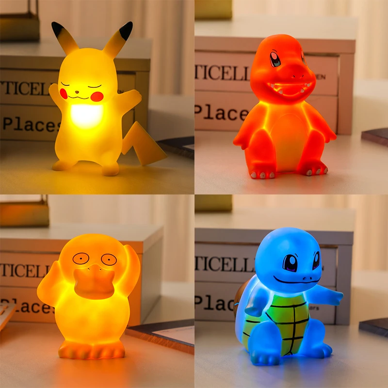 Pokemon Pikachu Figures Light Model Ornament Toys Anime Figure Squirtle ...