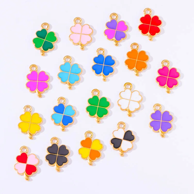 20Pcs-Mixed-Color-Enamel-Four-Leaf-Clover-Lucky-Pendant-Creative ...