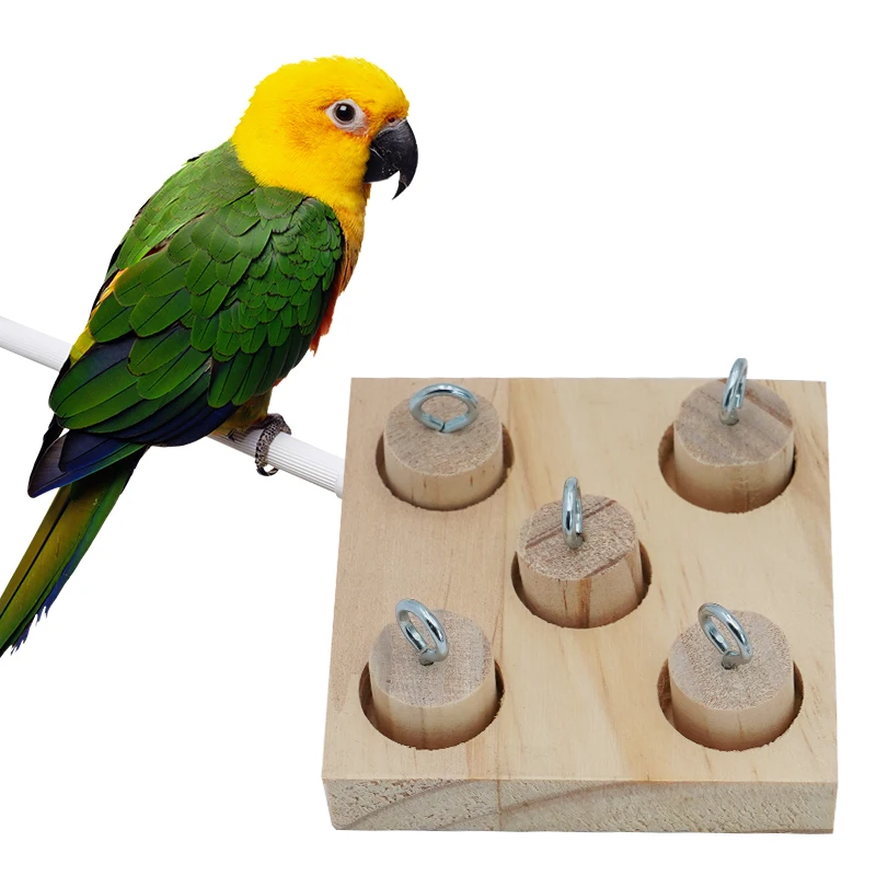 Birds-Parrot-Iq-Training-Toys-5-Grid-Wooden-Block-Platform-Intellectual ...