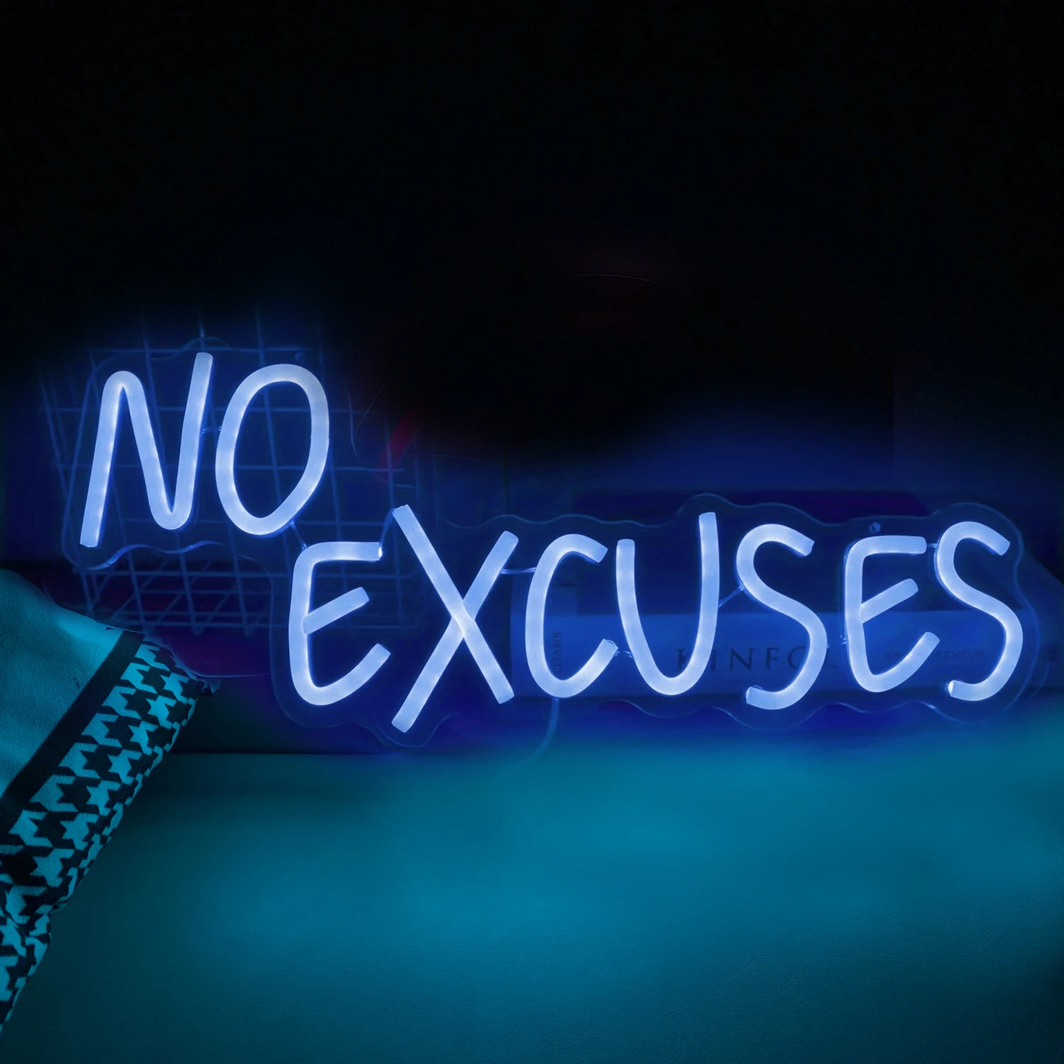 No-Excuses-Neon-Sign-Pink-Inspirational-LED-Light-Motivational-Dimmable ...