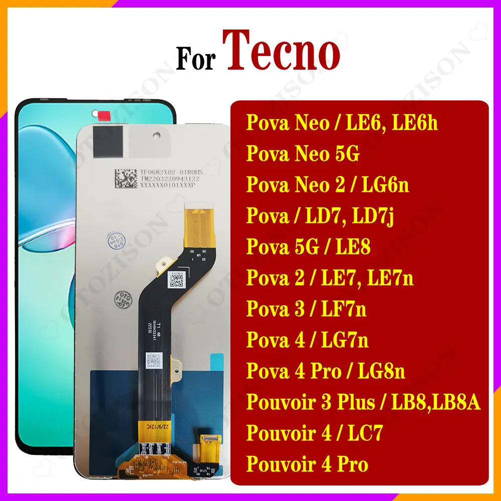 LCD Display Screen For Tecno Pova 2 3 4 Pro NEO 2 5G Pouvoir 3 Plus ...