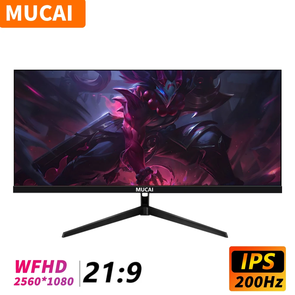 MUCAI 와이드 디스플레이 21:9 IPS WFHD 데스크탑 LED 게이머 컴퓨터 화면, DP, 2560*1080 곡선형 아님, 29 인치 모니터, 200Hz
